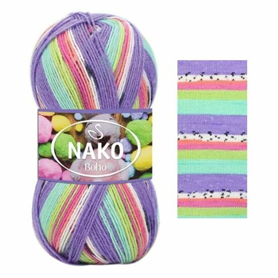 Пряжа Nako Boho Konsept 81927 (25% полиамид, 75% шерсть) 500гр.