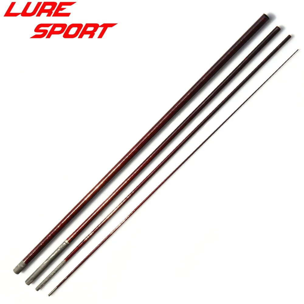 LureSport удочка карбоновая 1.43м, 4 секции, UL, красно-прозрачный бланк
