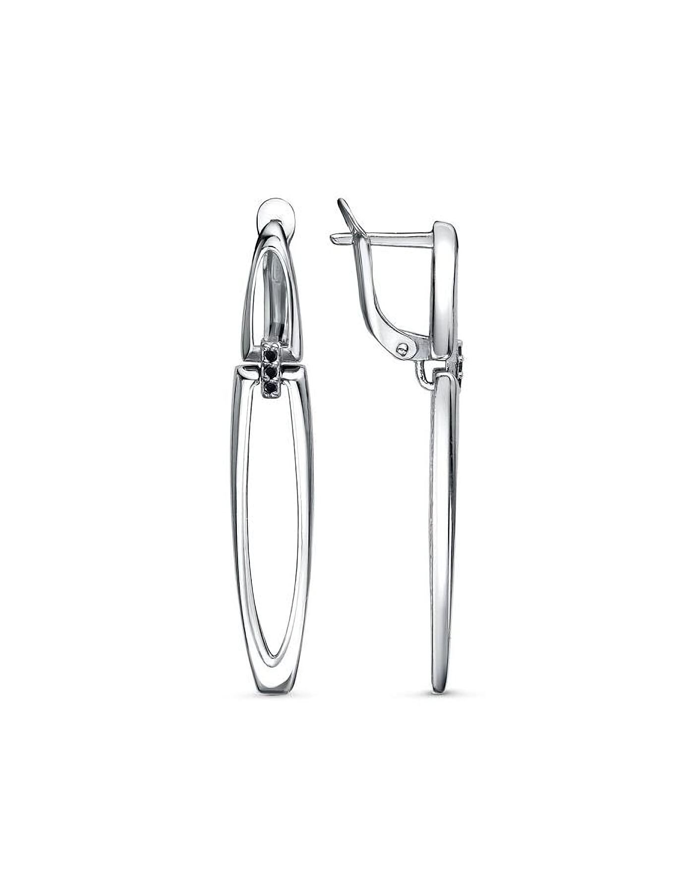 Серьги с подвесками, серебро, 925 проба, родирование, фианит