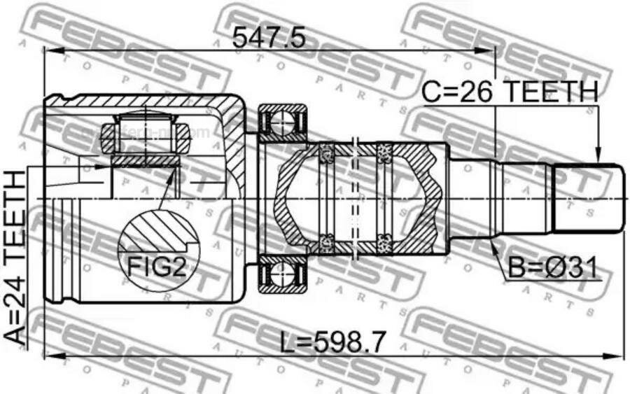 FEBEST 2711V70RH ШРУС внутр правый подходит для VOLVO V50 2004-2011 2711-V70RH