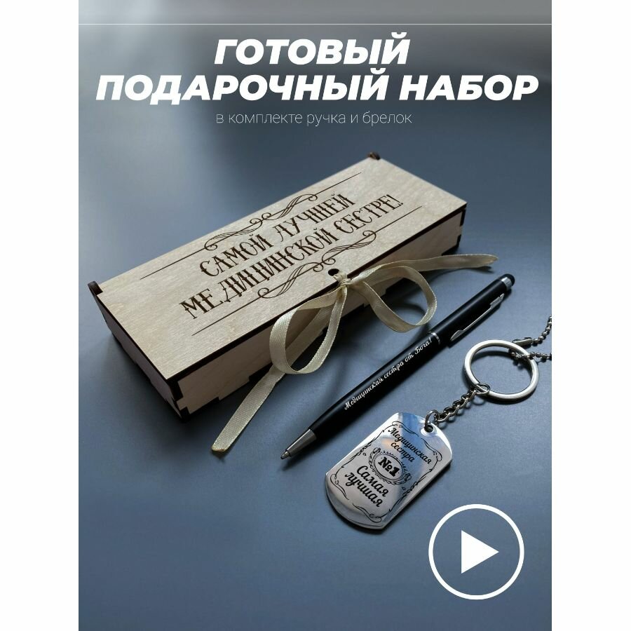 Подарочный набор медику брелок для ключей и ручка. Самой лучшей медицинской сестре