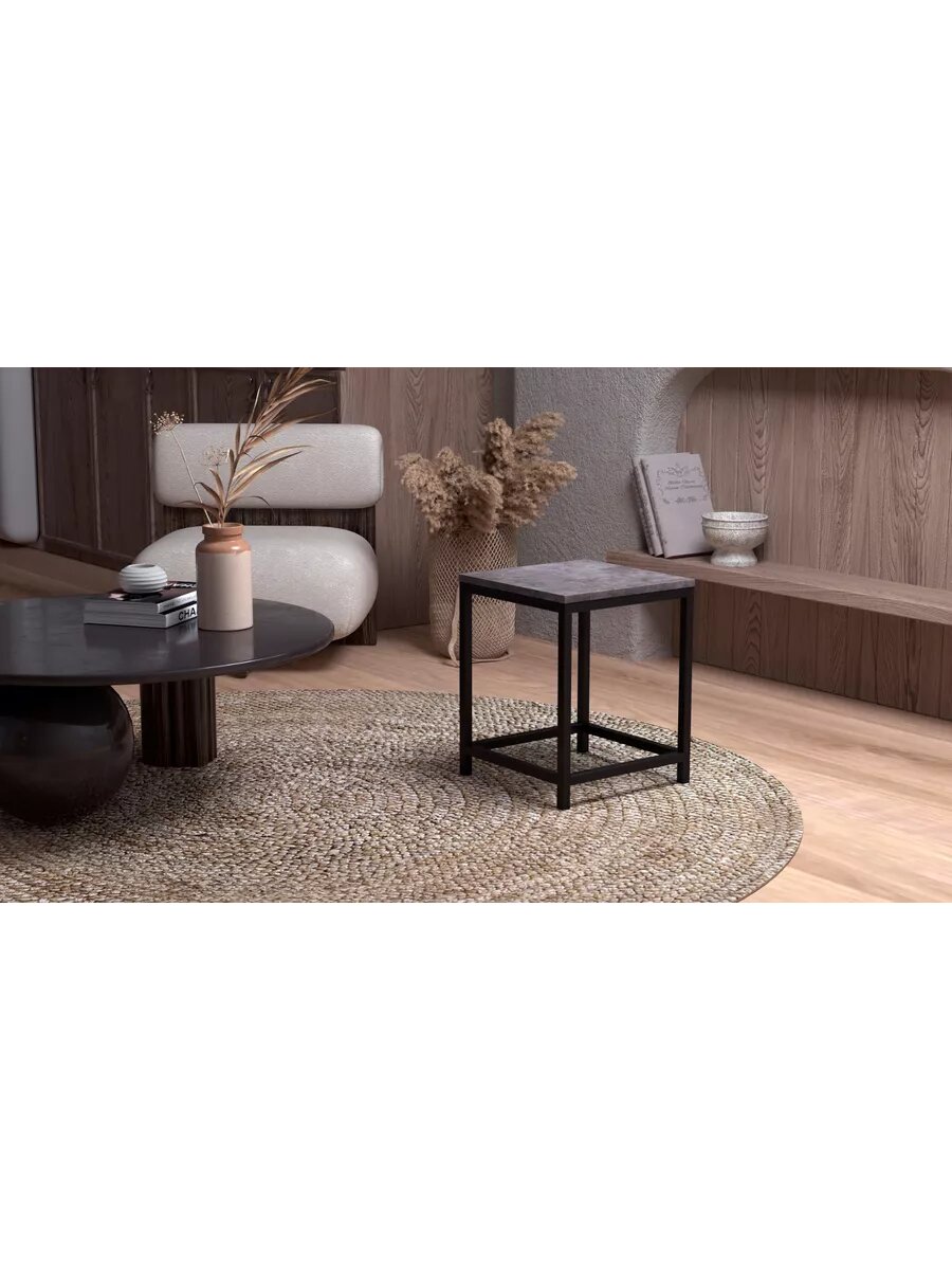 Табурет КМК в стиле Loft, металл, чёрный/серый, 36 см х 36см х 42 см