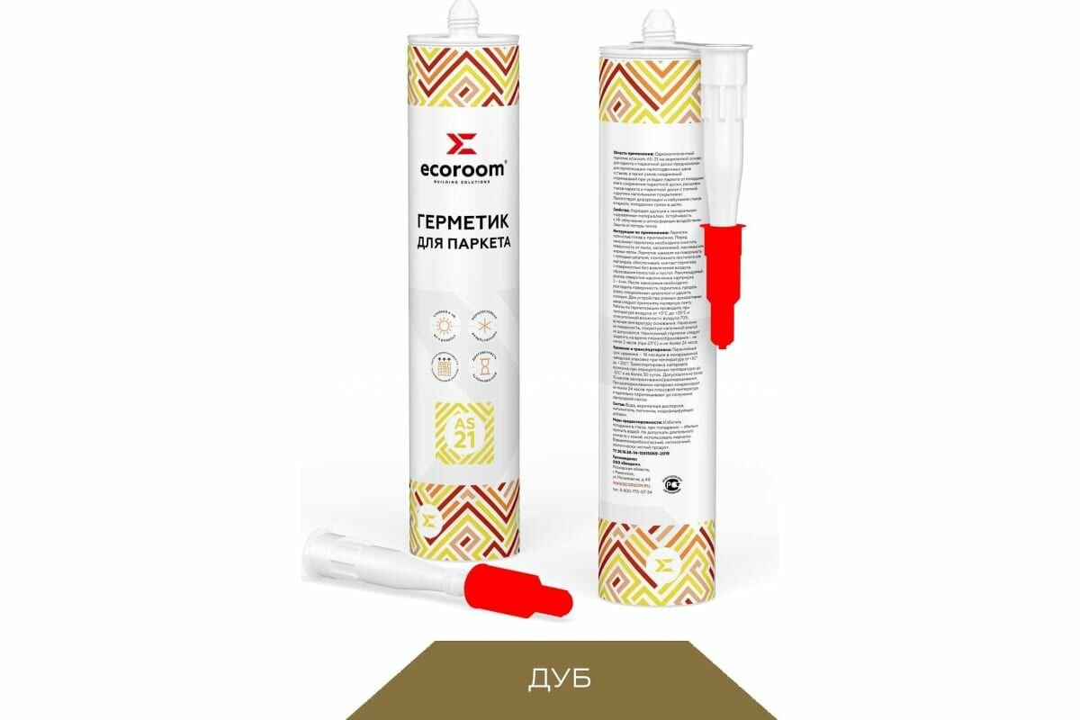 Акриловый герметик для паркета ECOROOM AS-21 дуб, 310 мл 226-1-310-дуб