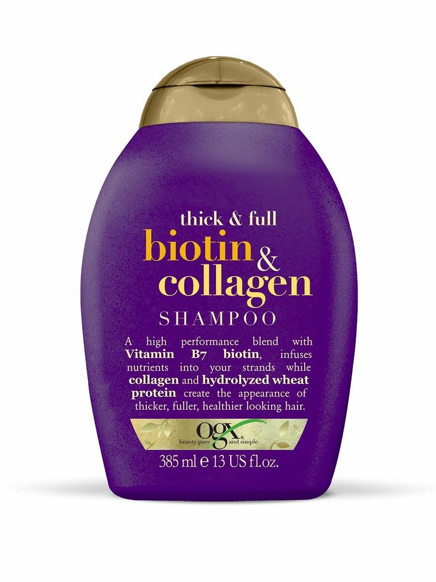 OGX Шампунь для лишенных объема и тонких волос с биотином и коллагеном 385Ml