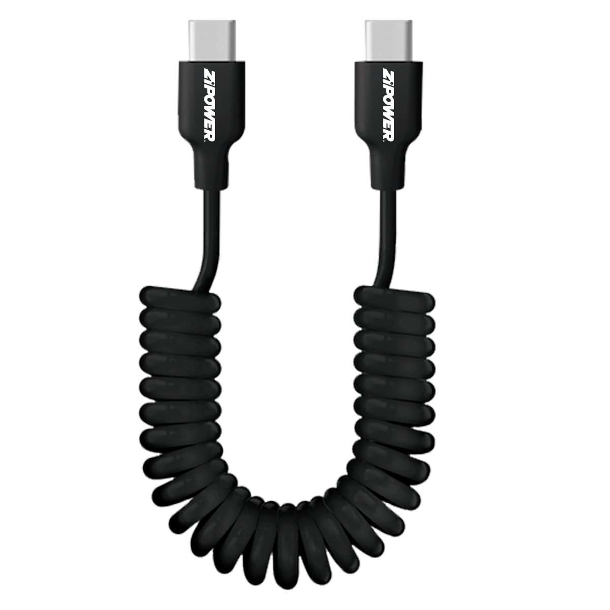 Спиральный USB кабельType-Cx2, 3 A быстрая зарядка, 1 м, передача данных 480 Мбит/с, черный, ZIPOWER, PM6737