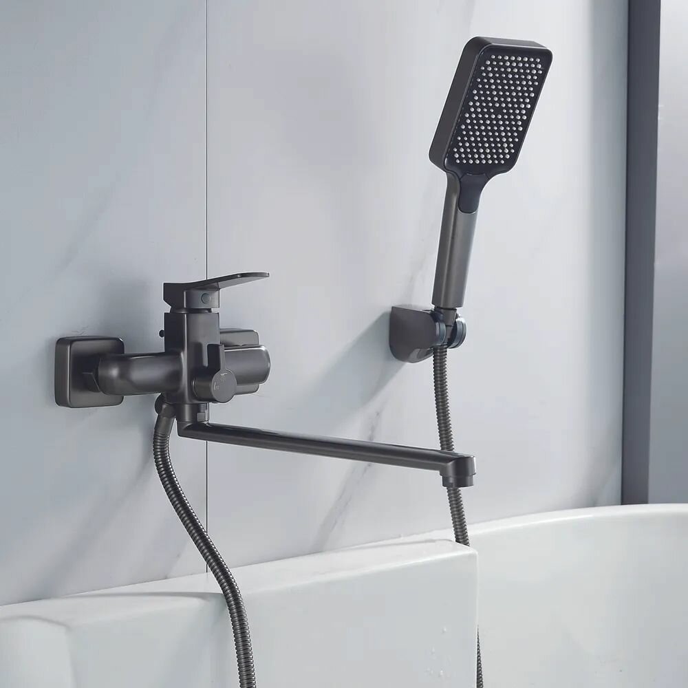 Смеситель для ванны Shevanik S9922T оружейная сталь