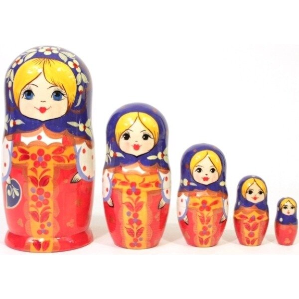 Матрешка "Красный сарафан" 5 кукольная Хохлома LHM10125