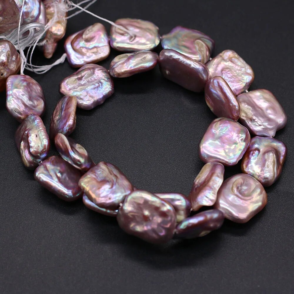 Натуральный пресноводный жемчуг фиолетовый 15x18 мм