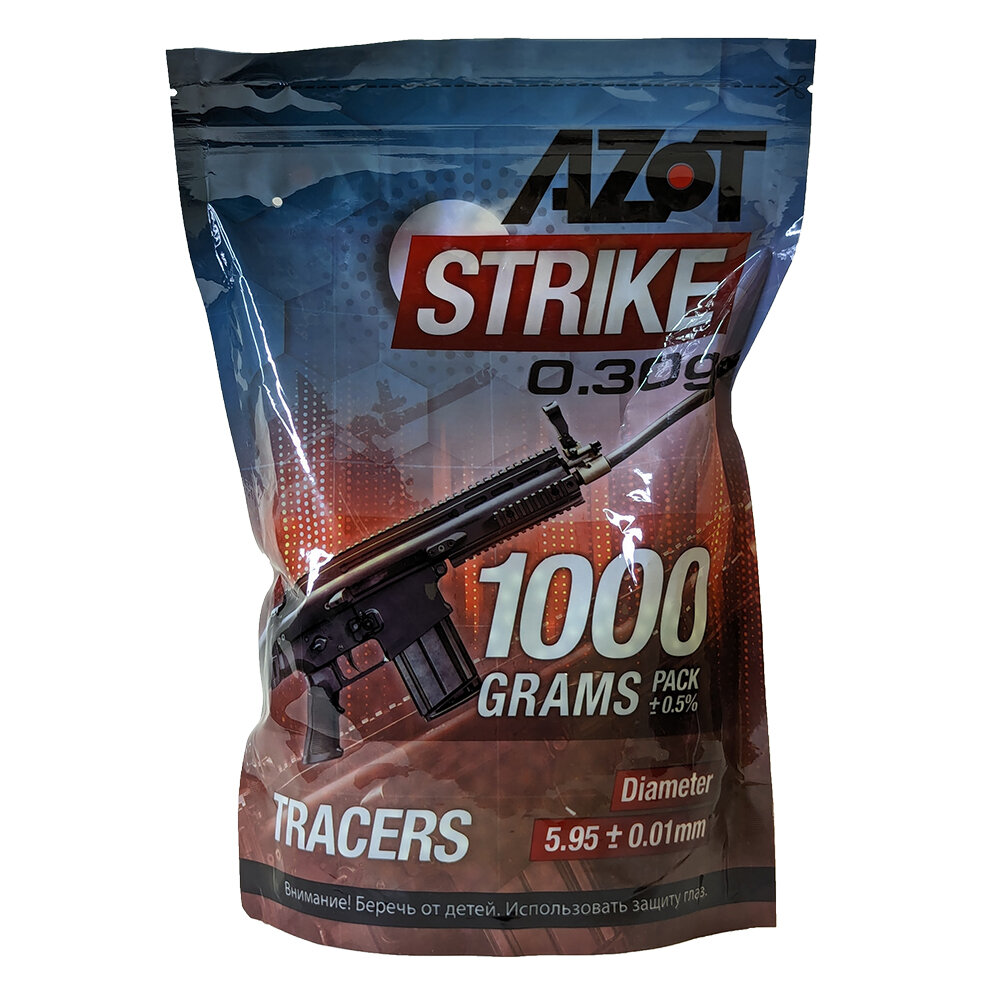 Шарики для страйкбола Azot Strike Tracers 6 мм 0,30 г 1 кг, зеленый