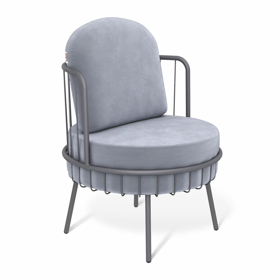 Дизайнерское кресло Sheffilton SHT-AM123, обивка из велюра, цвет серый, с подлокотниками