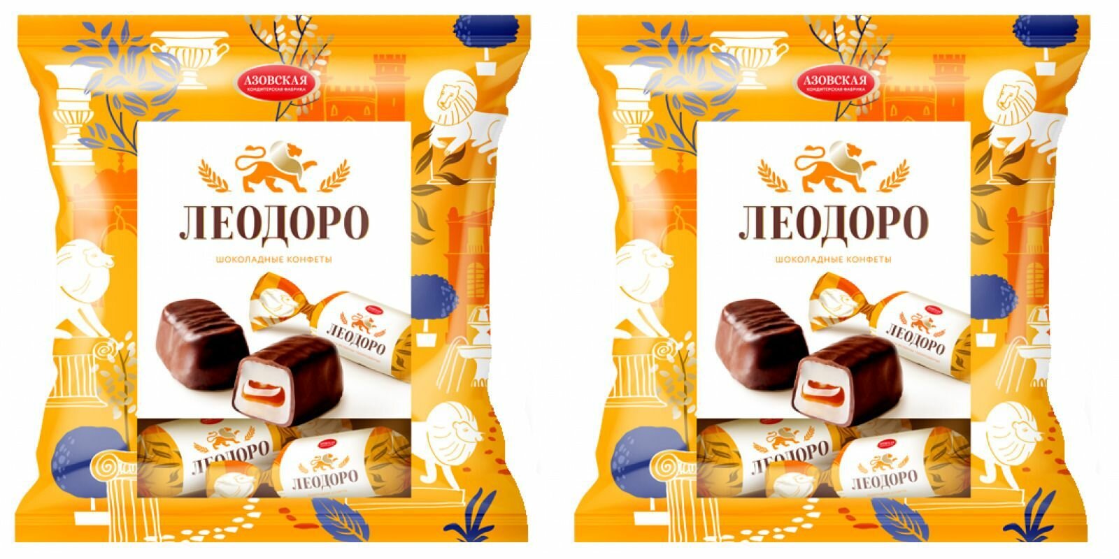 Азовская кондитерская фабрика конфеты Желейные глазированные "Леодоро",250 гр, 2уп