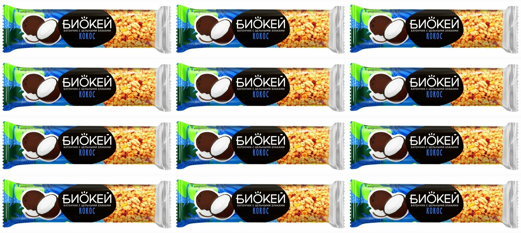 Биокей Батончик с кокосом и цельными злаками, 25 г, 12 шт.