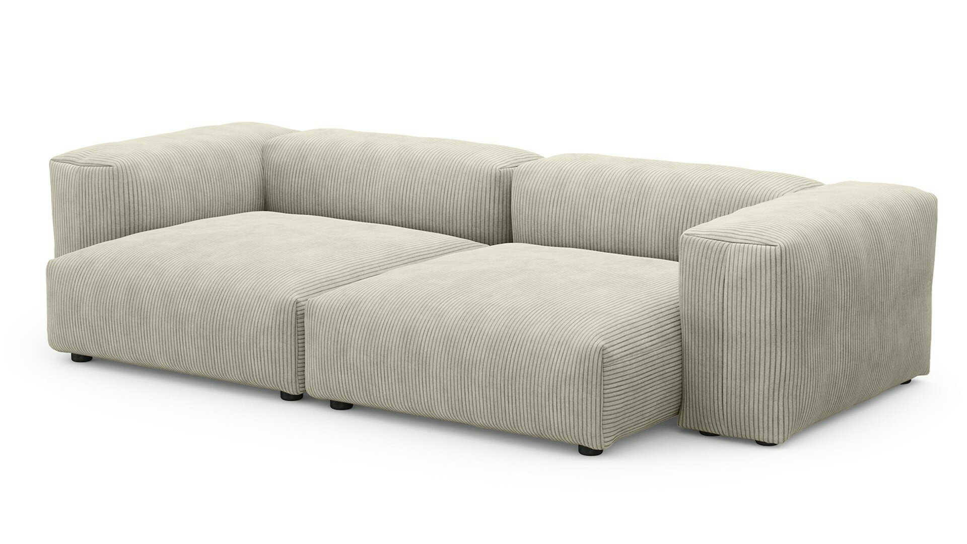 Диван Фиджи двухсекционный (большой и глубокий) Cilium Bone NEW 273x137x62 см, белый Вельвет, нераскладной Дом мебели для вас