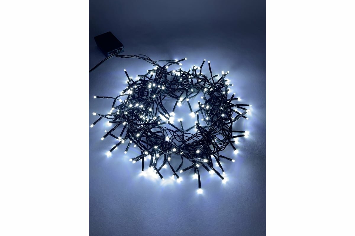 ЭРА ENIN GC Гирлянда LED Нить Мишура 3,9 м зеленый провод, холодный свет, 220V 24/576 Б0047969