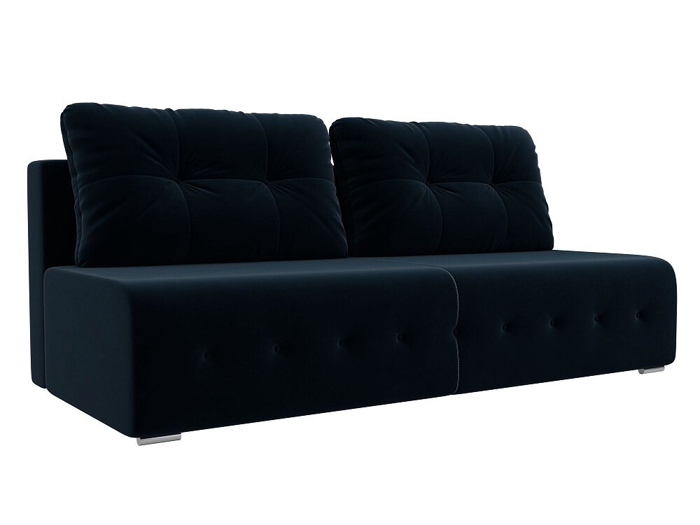 Прямой диван Лондон Синий Велюр, еврокнижка, 195х95х80 см, с ящиком для белья