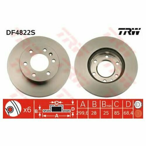 Тормозной диск передний TRW df4822s для Mercedes SPRINTER 906; VW CRAFTER 3035 2E, CRAFTER 3050 2E,