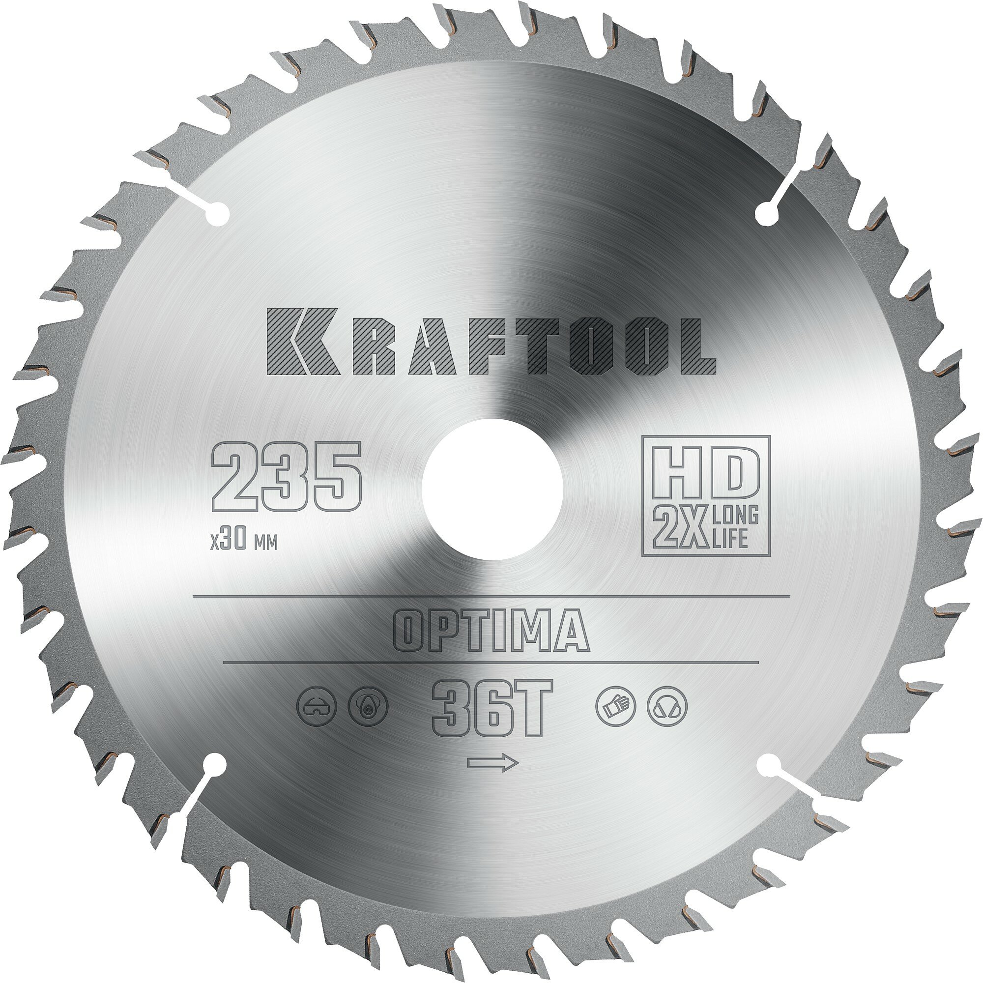 KRAFTOOL Optima, 235 х 30 мм, 36Т, пильный диск по дереву (36951-235-30)