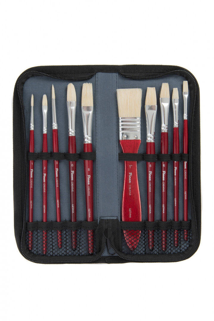 Pinax Набор кистей "Creative", щетина, 10 шт, в пенале