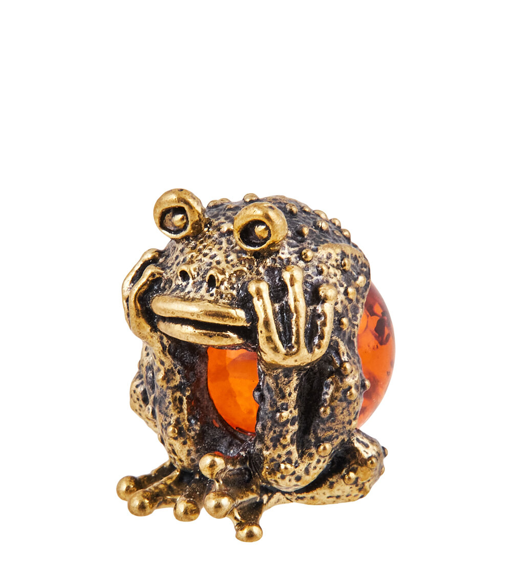 Фигурка Лягушка - вся в печали (янтарь)