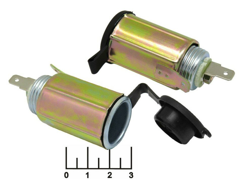 Разъем питания автомобильный гнездо прикуривателя металл с крышкой