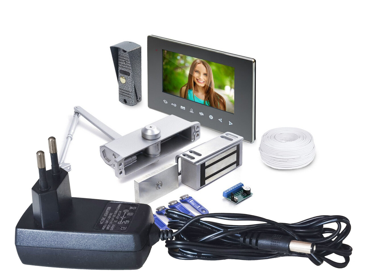 Набор: домофон IP AHD Wi-Fi плюс замок EП-(6814 LG) и ПауерЛок-(400Джи) (U55353MOK) и вызывная панель (магнитный замок с домофоном)