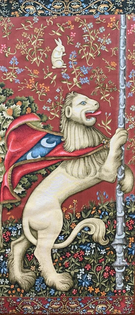 Панно гобеленовое на стену в средневековом стиле "Лев", 158х70 см / Гобелен