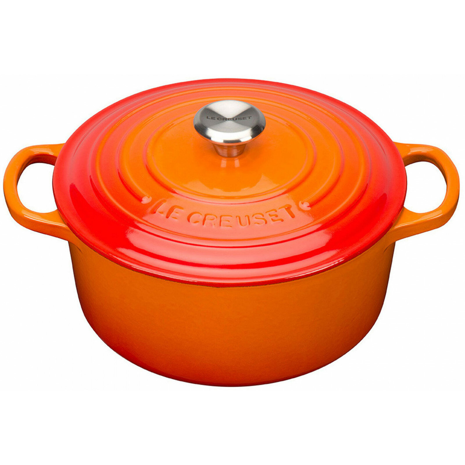 Кастрюля круглая 24 см Огненная лава, стальная ручка, Le Creuset, 21177240902430, Чугун