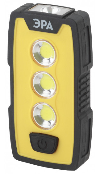 Фонарь кемпинговый светодиодный ЭРА RB-802 Практик рабочий, 300Лм на батарейках 3xAАA с магнитом, крючком и клипсой, 6Вт COB 1Вт LED IP65, Б0029180 / для похода и путешествия