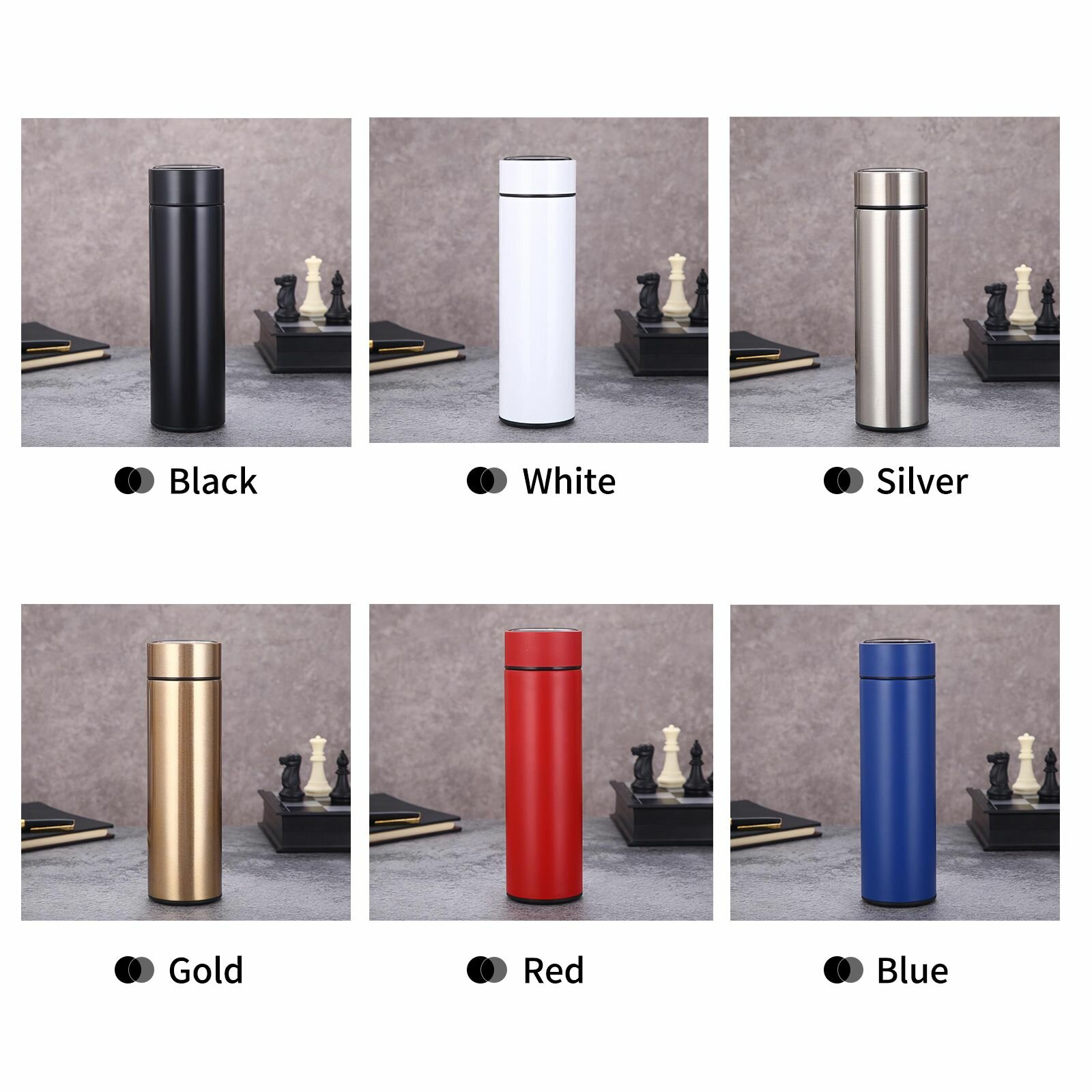 17 унций вакуумная термокружка для кофе бутылка для воды с двойными стенками со светодиодным дисплеем температуры съемный фильтр дорожная тонкая кофейная чашка, красная