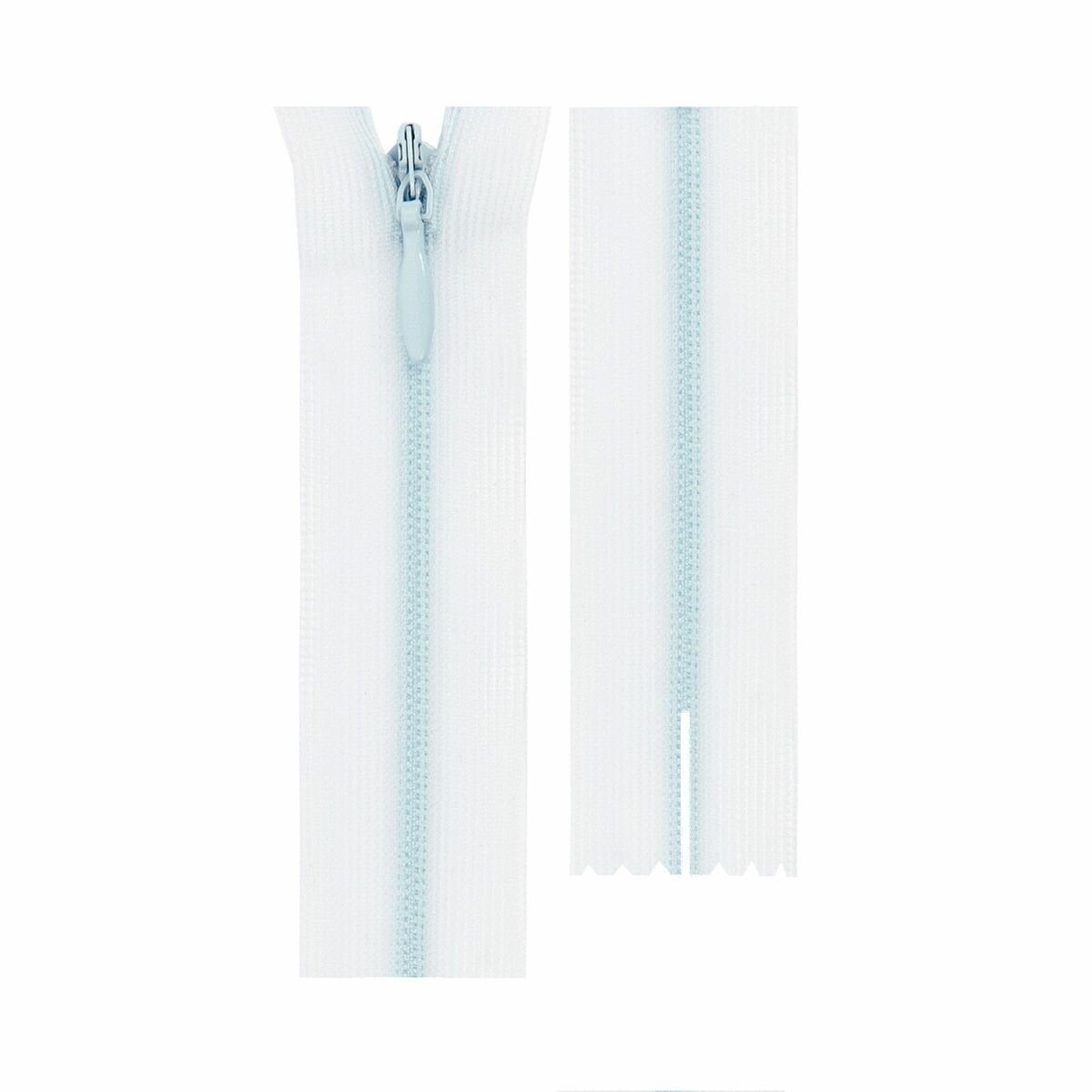 Молния 10 шт спираль н/р потайная тип 3 "Gamma" G010S 30 см на сетчатой тесьме пластик №177 св. голубой