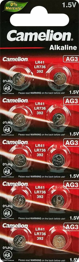 Батарейка алкалиновая Camelion Mercury Free G 3 BL-10 LR41