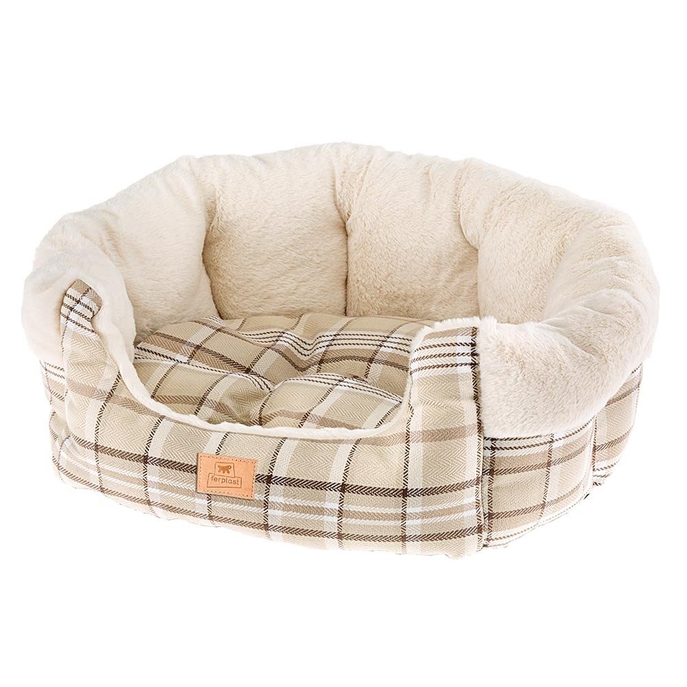 Софа-лежанка для собак и кошек Ferplast ETOILE 6 с мехом, бежевая, 72 х 62 см