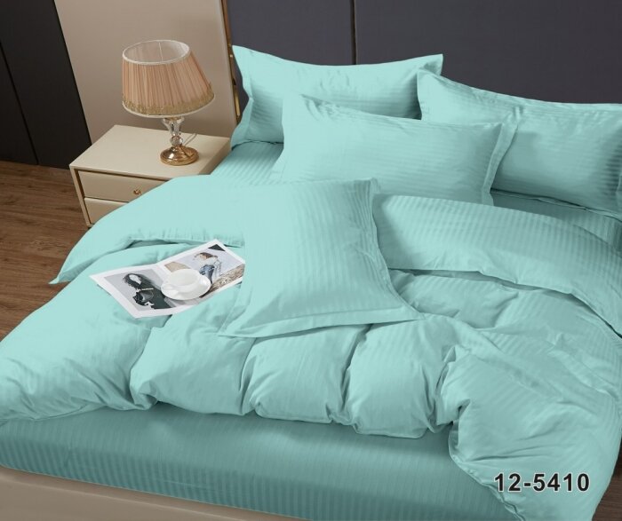 Постельное Белье 1.5-сп. Микрофибра-страйп диз. 1х1 (12-5410) Светлая бирюза Pandora