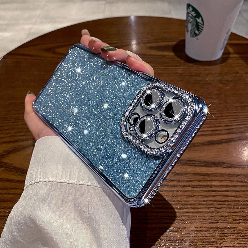 Роскошный блестящий чехол со стразами для iPhone 16 15 14 Pro Max 13 12 11 X Blue, For iPhone 15 Pro