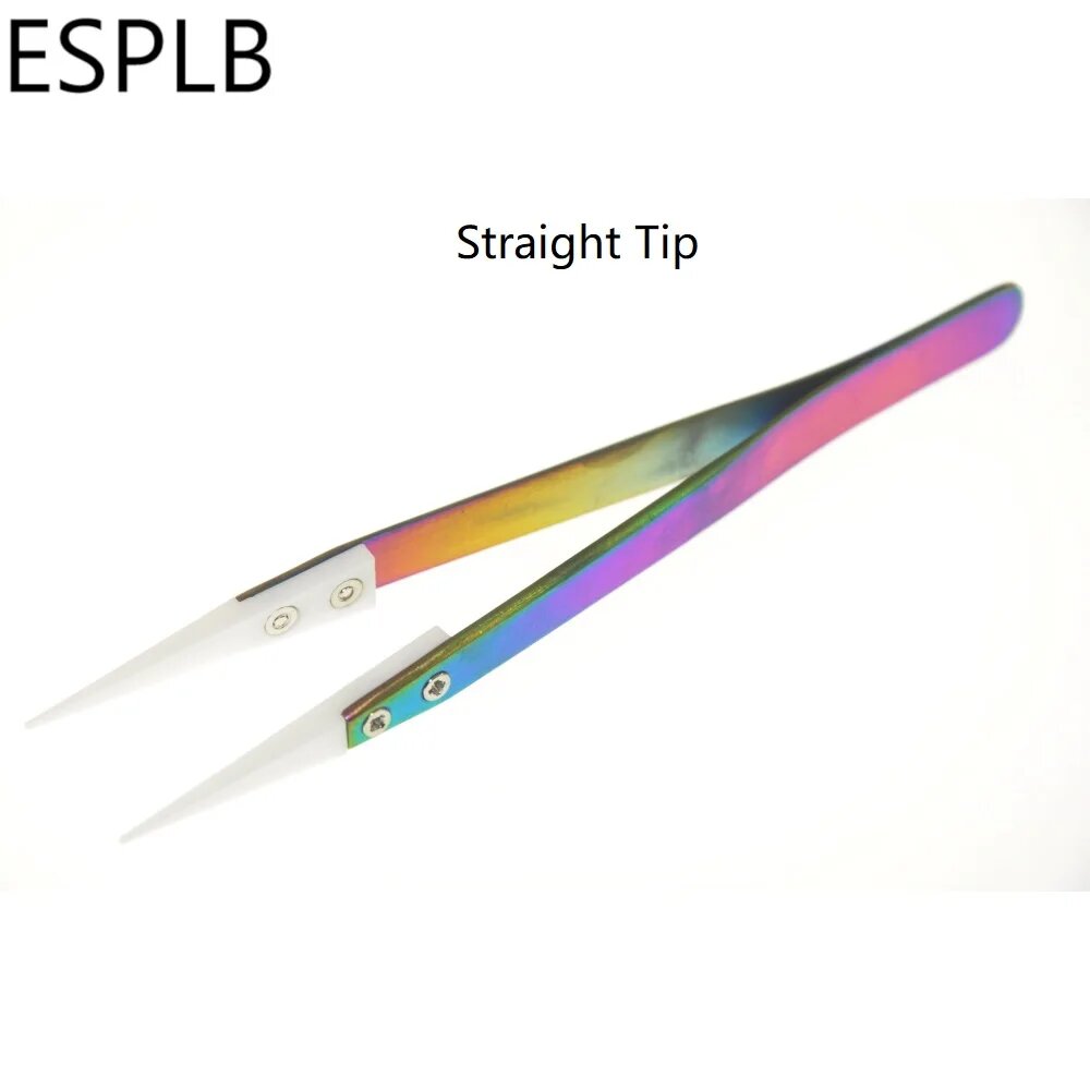 Радужные пинцеты Straight Tip для наращивания ресниц