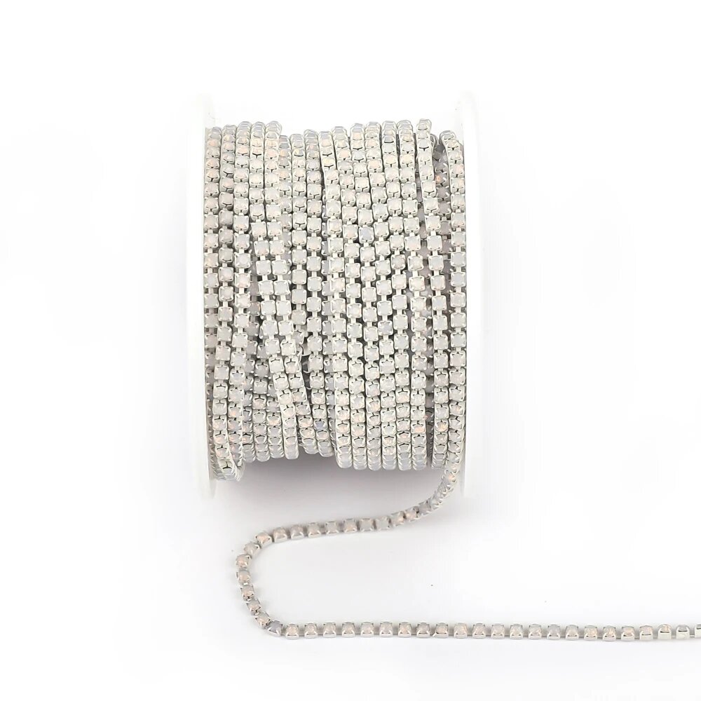 Стразы стеклянные SS6 2 мм, розовый/зеленый/синий опал, для декора SS6(2mm)-1yard, White Opal