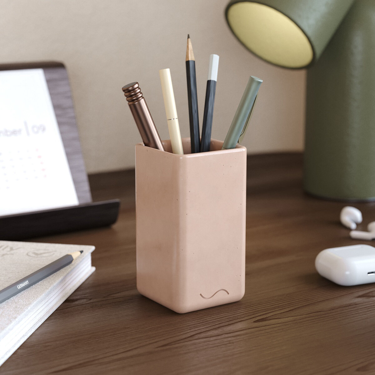 Стакан канцелярский, органайзер для ручек и карандашей Emily Slim, 6x6x11 см, розовый глянцевый