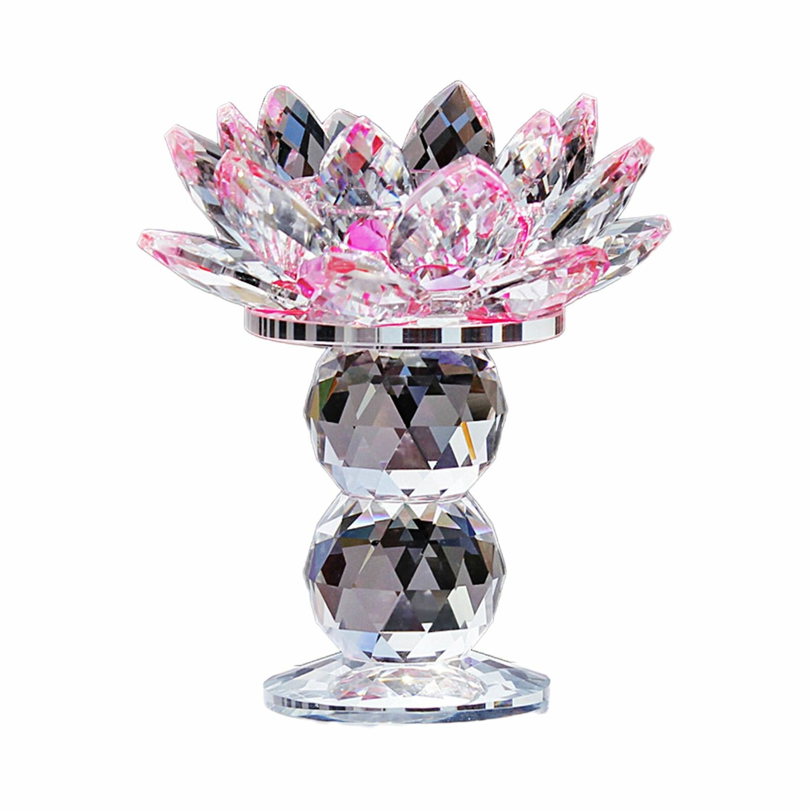 Хрустальный подсвечник Lotus с двойным шаром-розовый