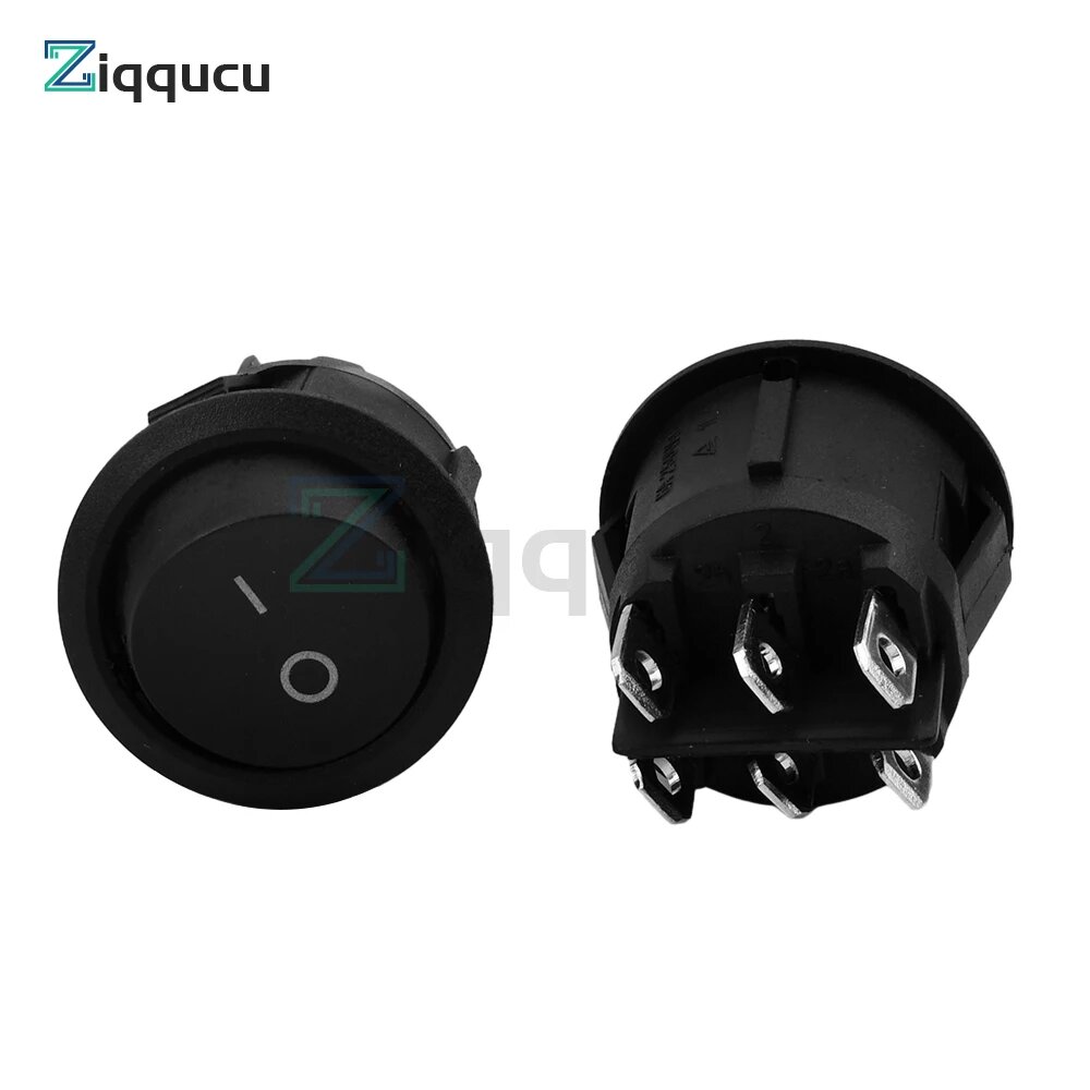 Переключатель Ziqqucu KCD1-206 черный, 6 контактов, 5 шт.
