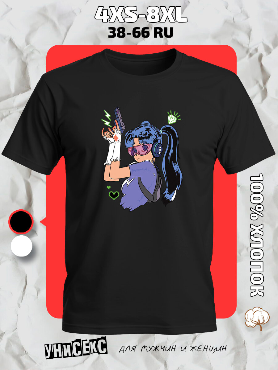 Футболка с принтом девушка в очках