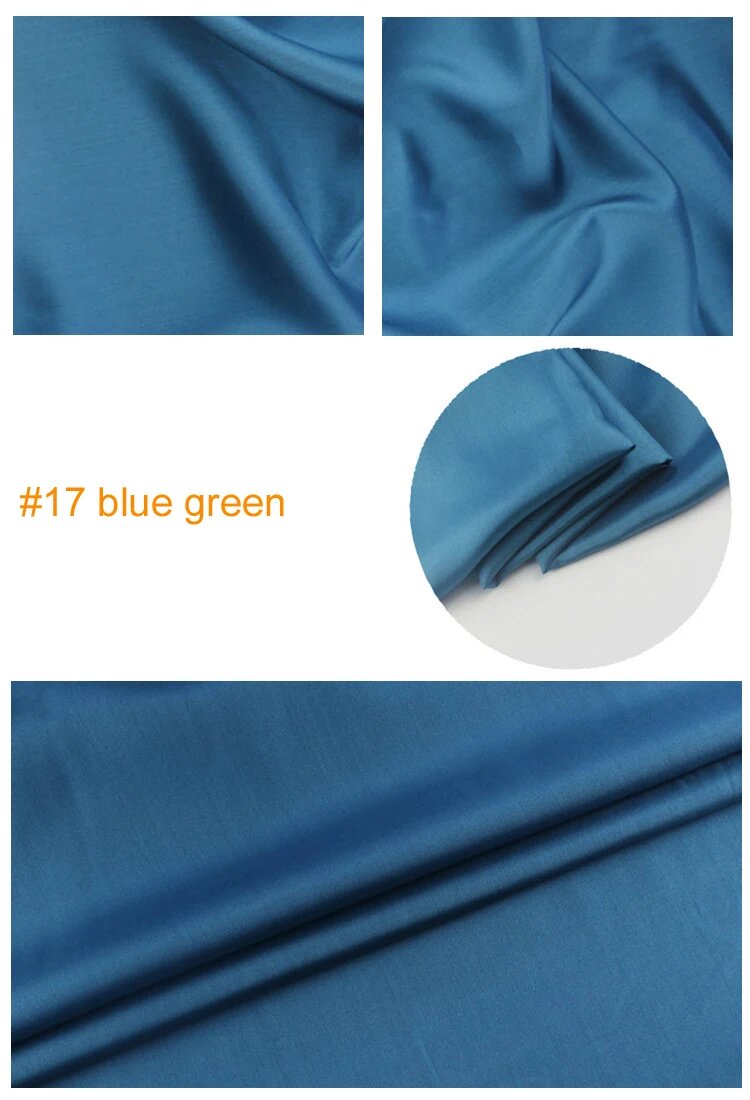 Шелковая ткань синего цвета #17 blue green, 1x1.14 м