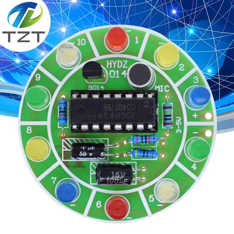 KIT CD4017 Colorful Voice Control Rotating LED Light TZT