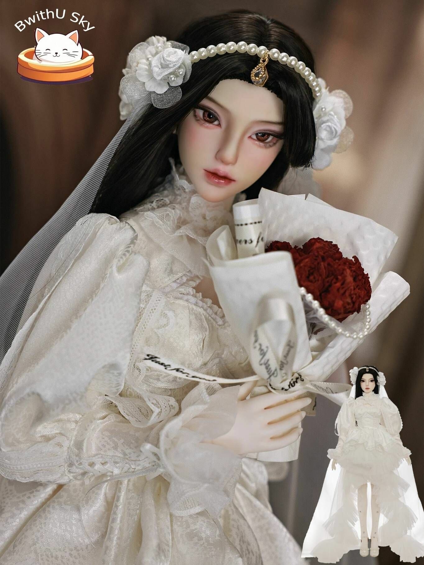BwithU Wenwen 1/3 BJD Классические Красивые Свадебные куклы для новобрачных с шариками