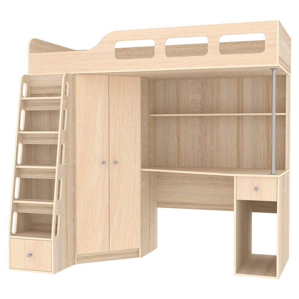 Астра-7 кровать чердак Дуб Сонома Дуб Молочный