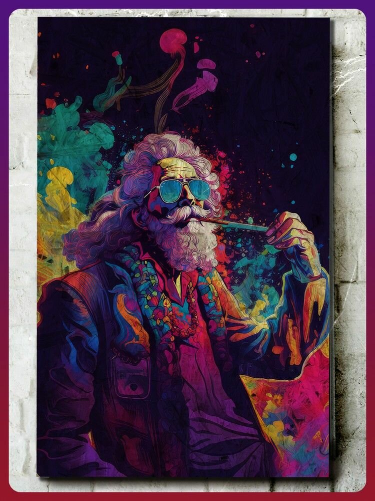 Картина интерьерная на рельефной доске Разное Мужчина (Дедушка, бородач, яркие краски) - 62412233