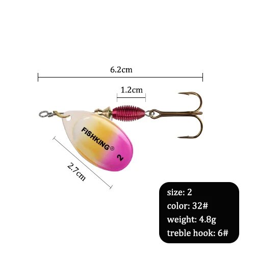 Металлическая приманка Fishking, 4.8g, размер 2, Цвет: 012-32