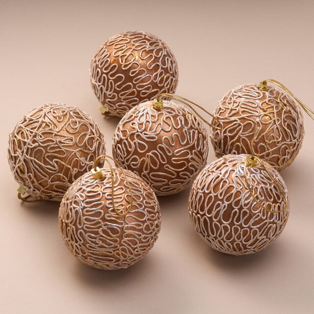 Набор елочных шаров Атональя 8 см, 6 шт, Winter Deco, 2007650