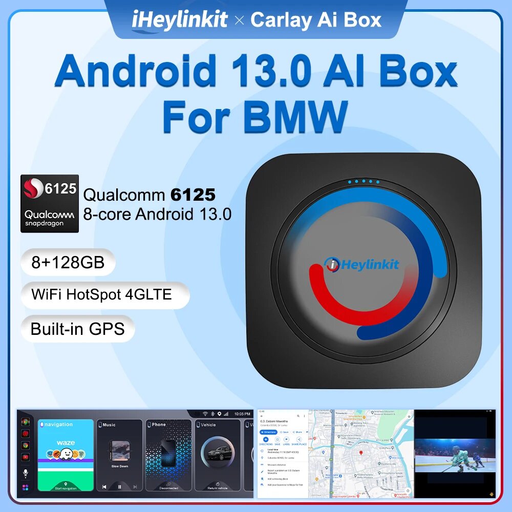 IHeylinkit BW550M Smart Ai Box Беспроводной адаптер CarPlay Android Auto Android13.0 QCM6125 Поддержка программного обеспечения Google Play для видеоигр