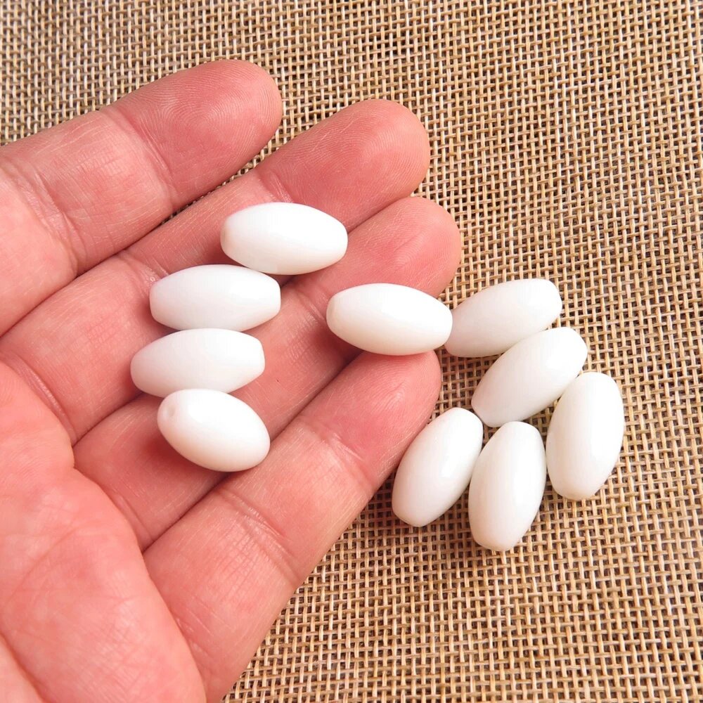 Овальные стеклянные бусины Quniejieyu 10 шт. 19x10 мм Белый, White