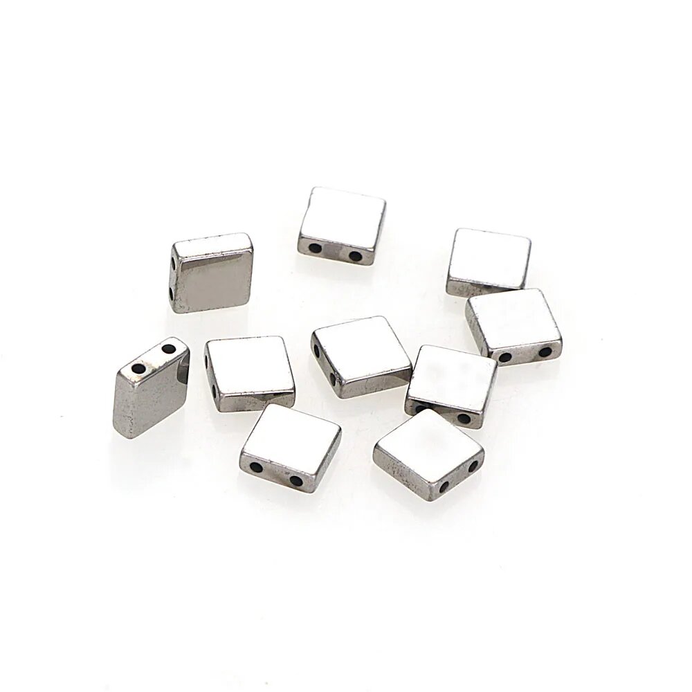 Металлические квадратные бусины MIASOL 10 шт. Silver